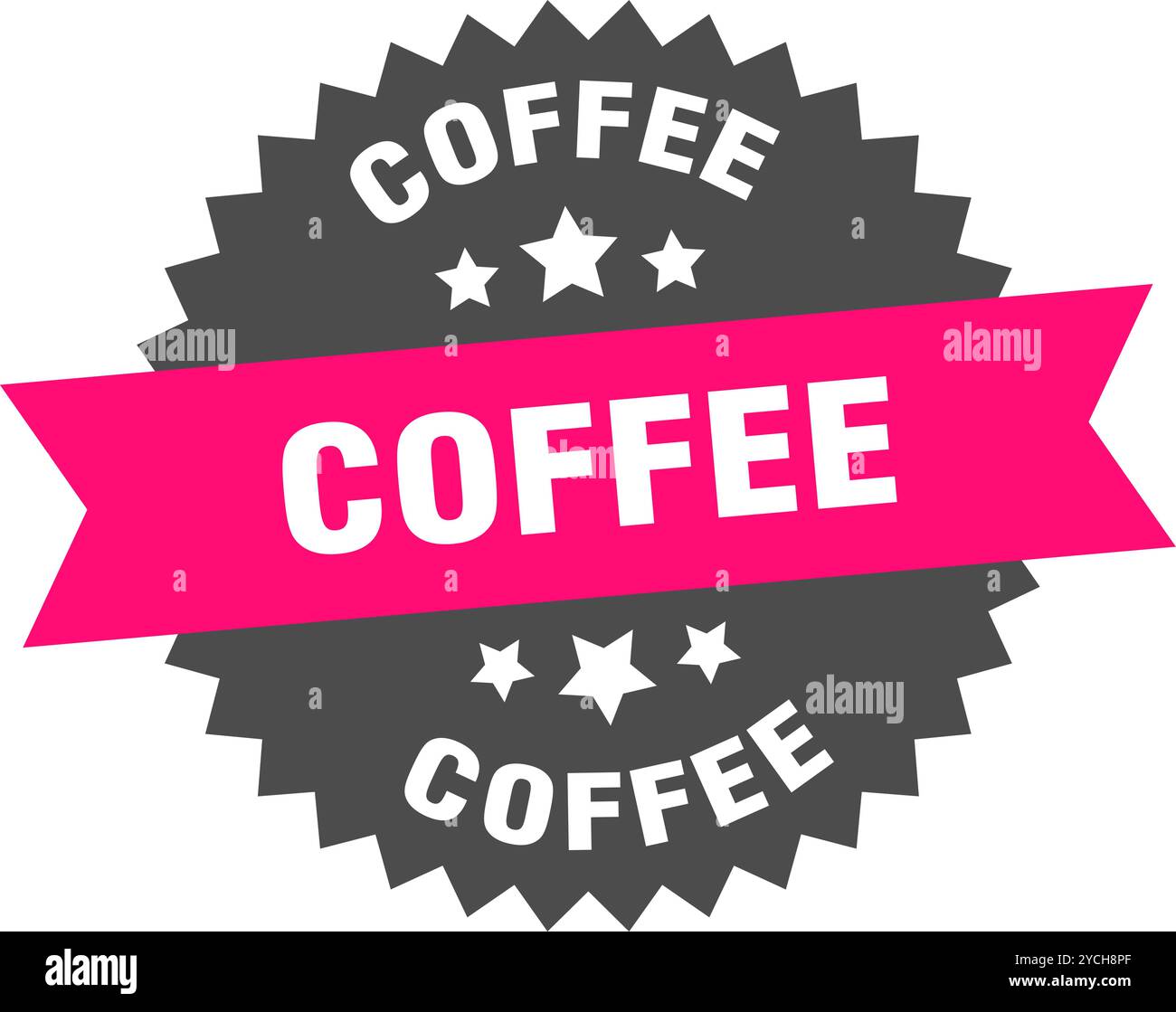 coffee round pink label isolated on transparent background. coffee ...