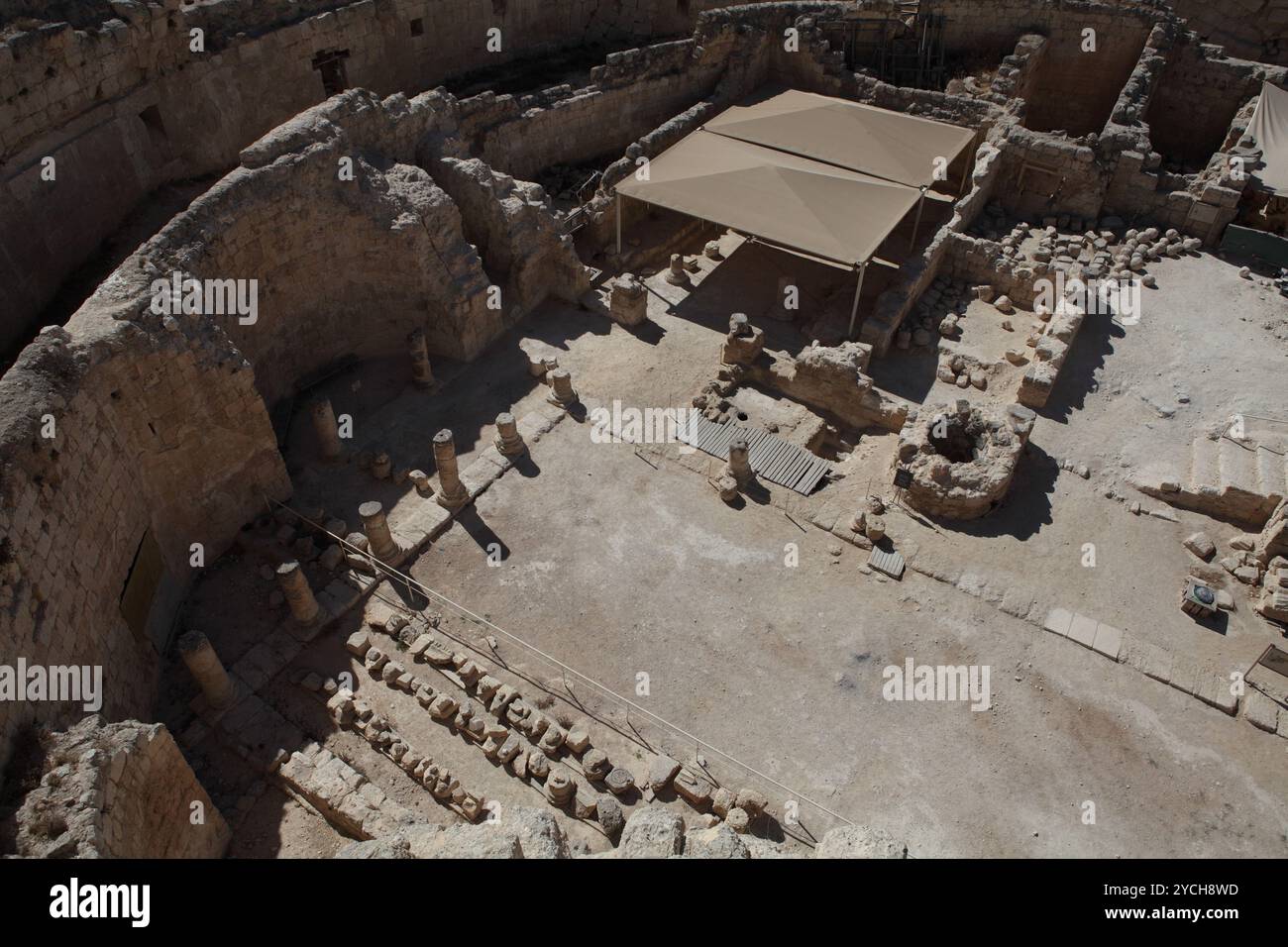 Ruined courtyard, here was a garden surrounded by a colonade, columns ...