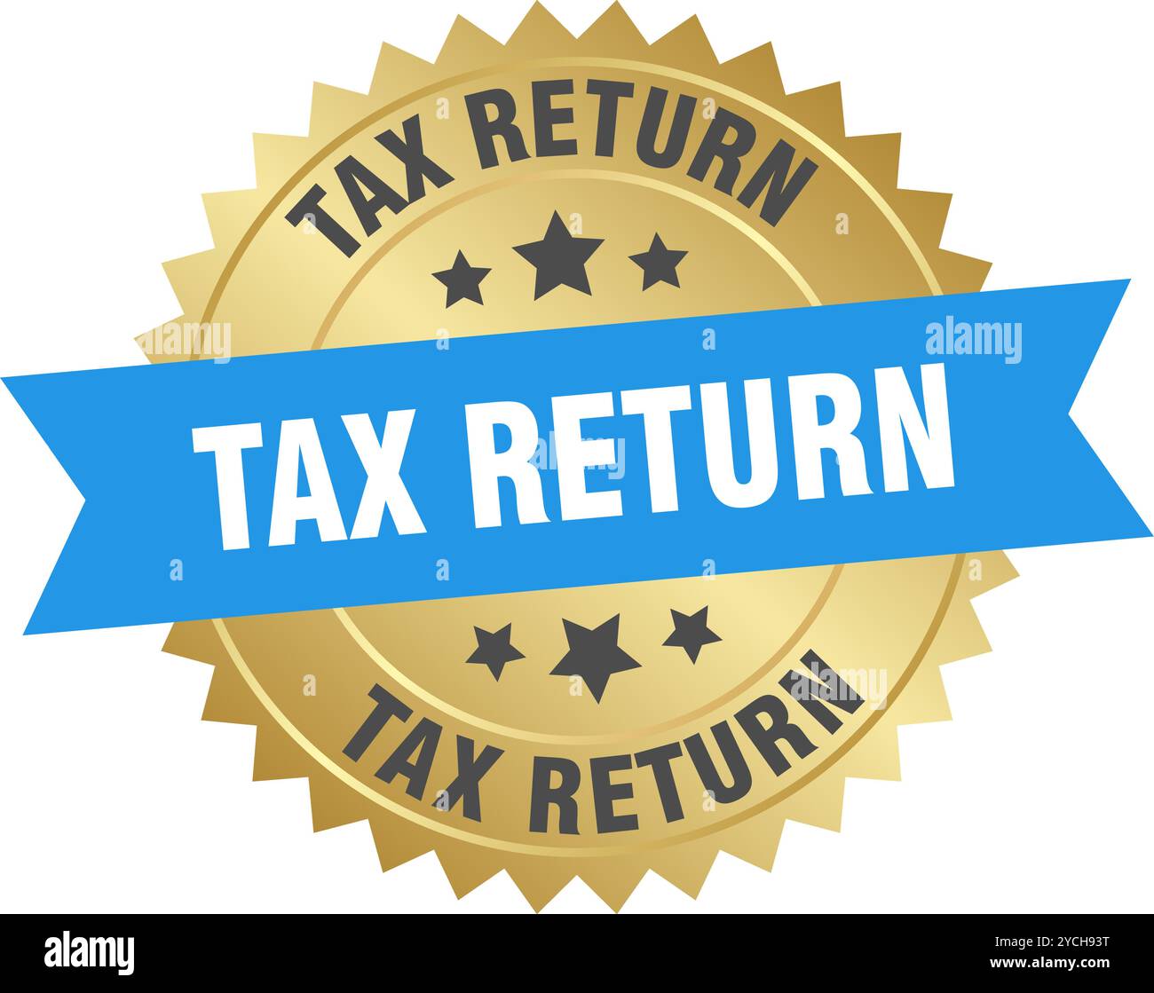 tax return round blue and gold label isolated on transparent background ...