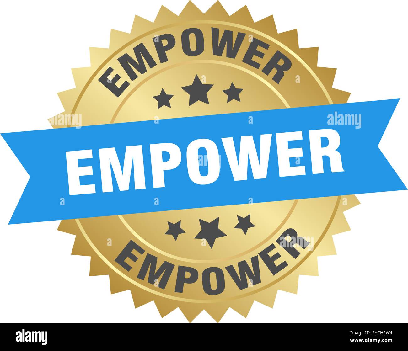 empower round blue and gold label isolated on transparent background ...