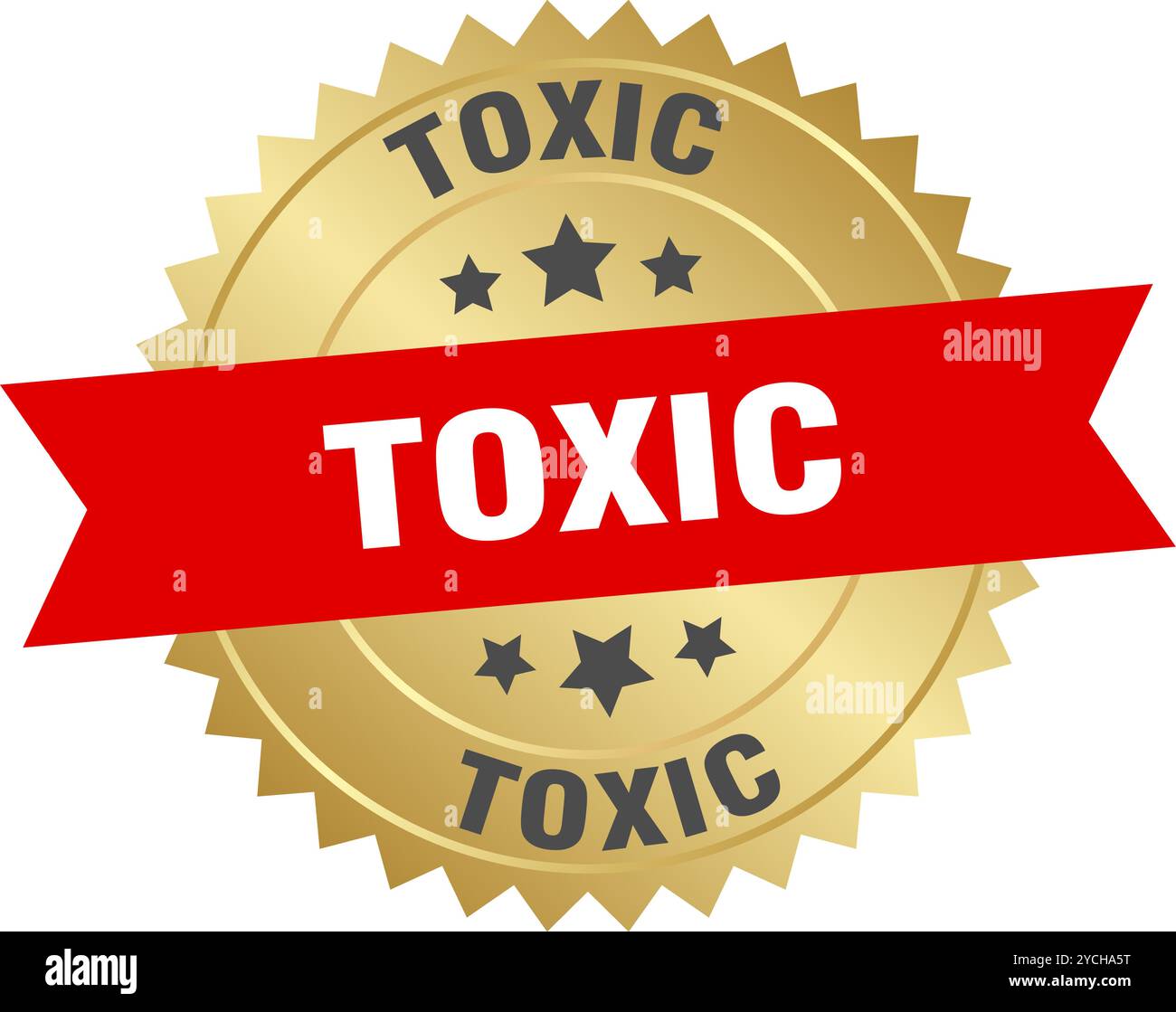 toxic round red and gold label isolated on transparent background ...