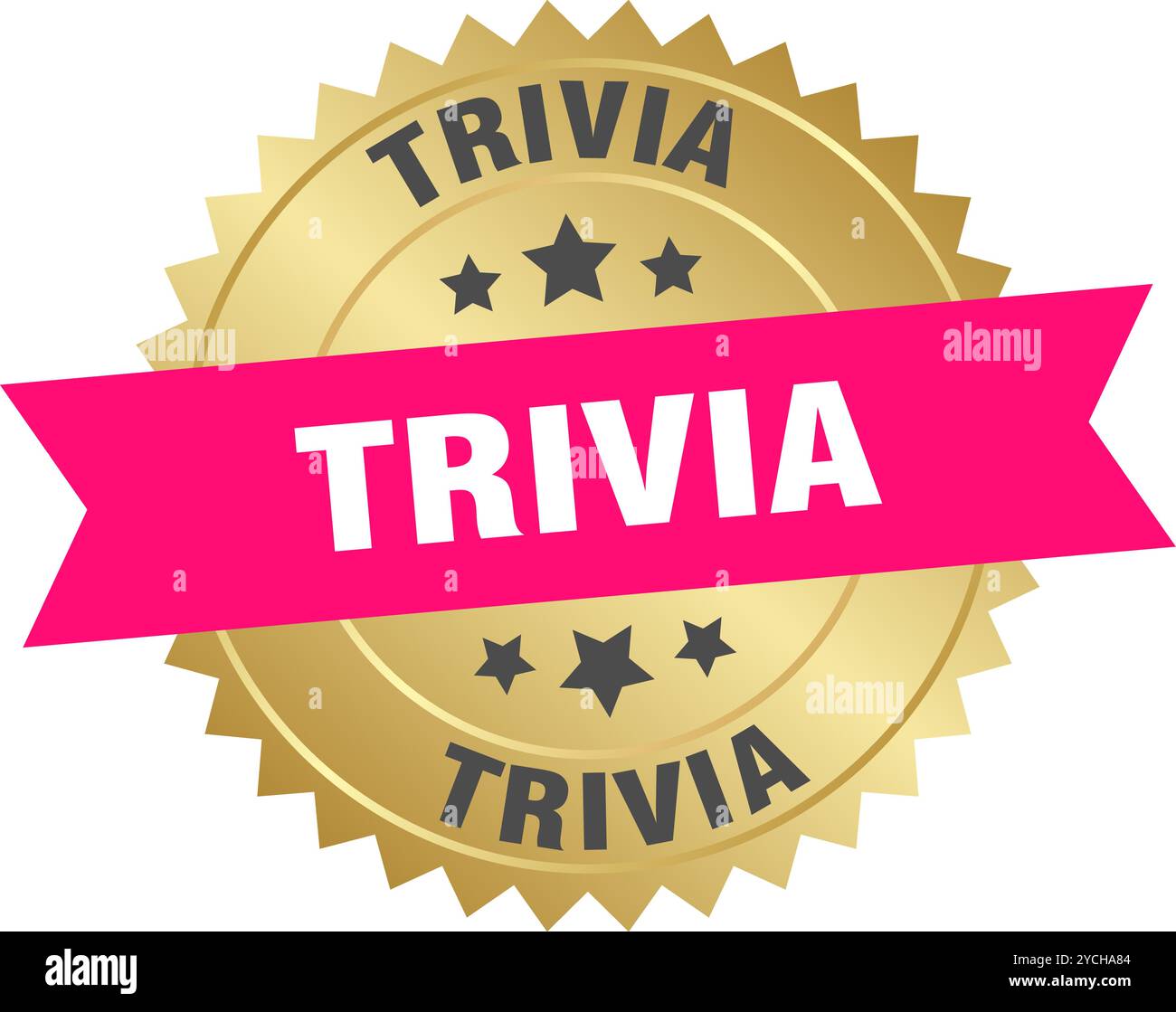 trivia round pink and gold label isolated on transparent background ...