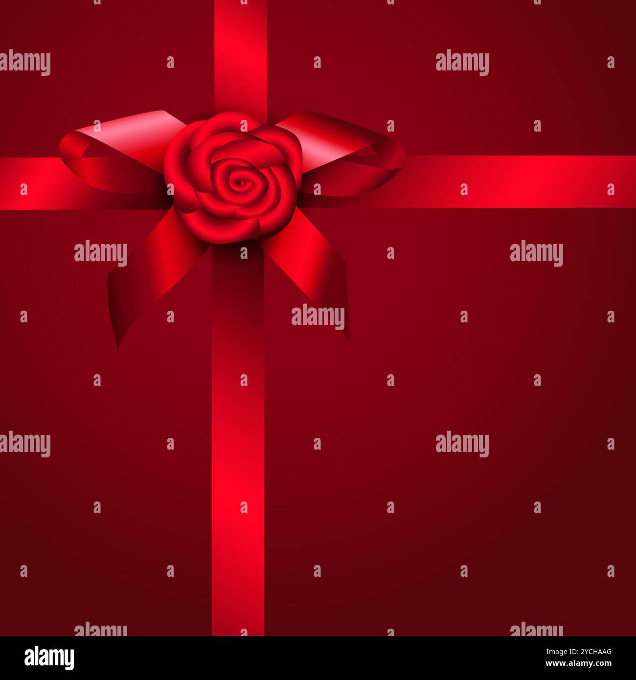 Red ribbon rose and bow. Design for gift, invitation card or present ...