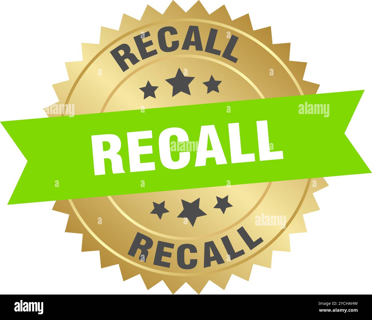 recall round green and gold label isolated on transparent background ...