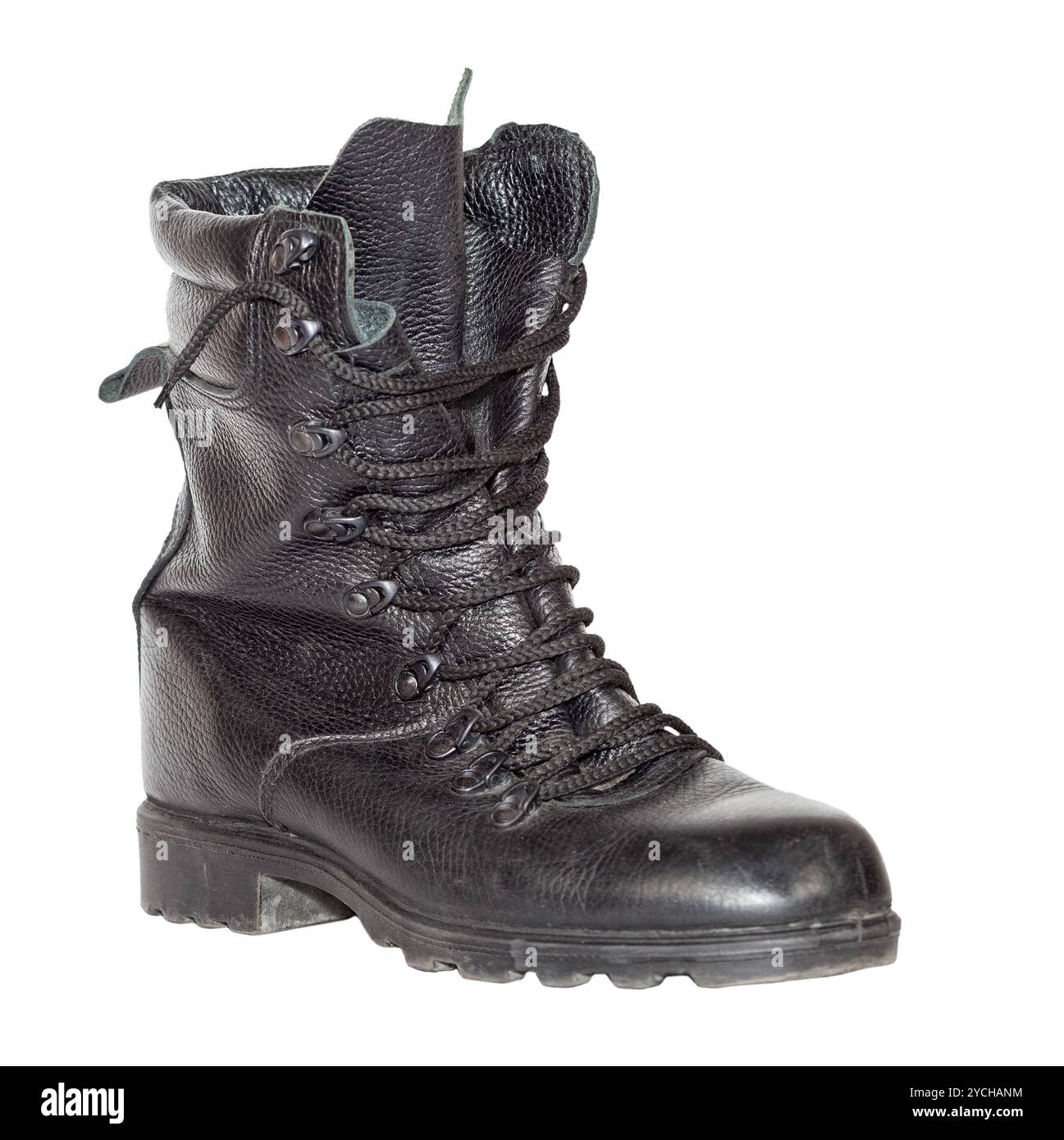 Black army boot isolated on white background Stock Photo - Alamy