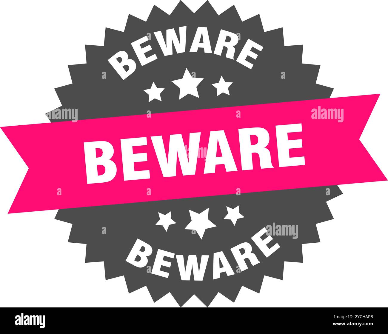 beware round pink label isolated on transparent background. beware ...