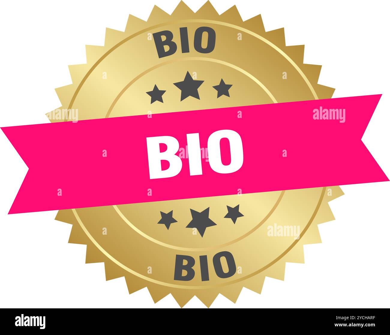 bio round pink and gold label isolated on transparent background. bio ...