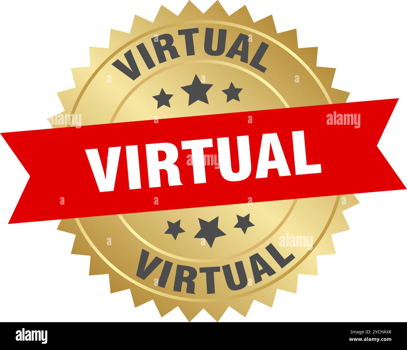 virtual round red and gold label isolated on transparent background ...