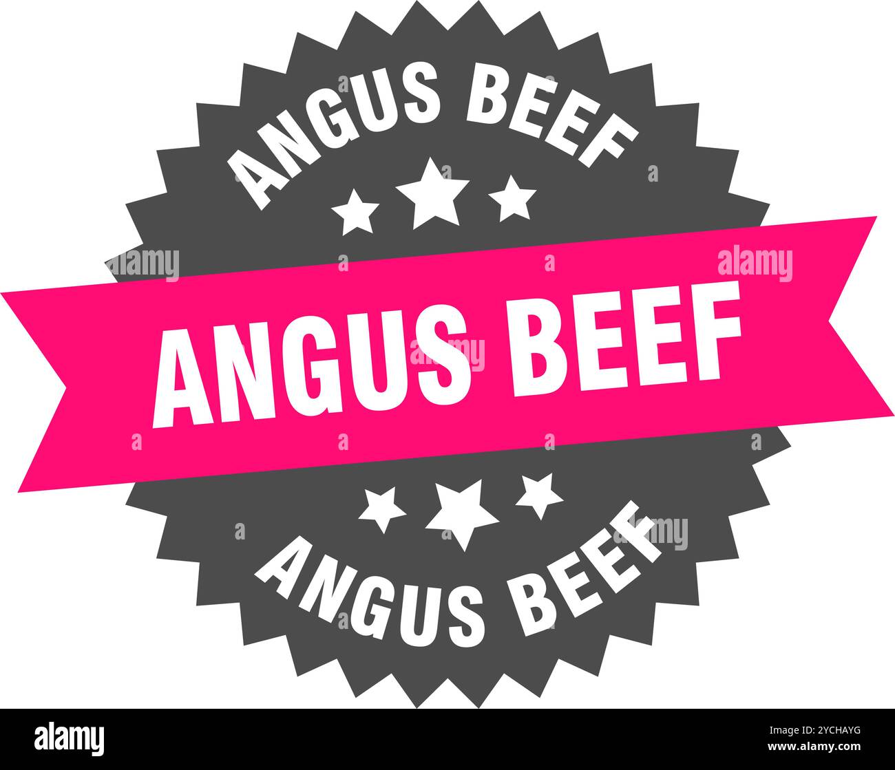 angus beef round pink label isolated on transparent background. angus ...