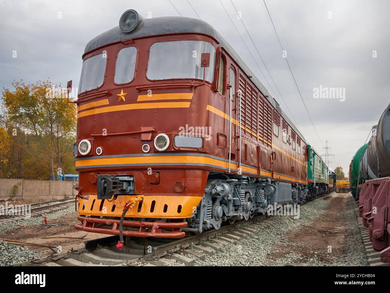 Old soviet diesel locomotive Stock Photo - Alamy