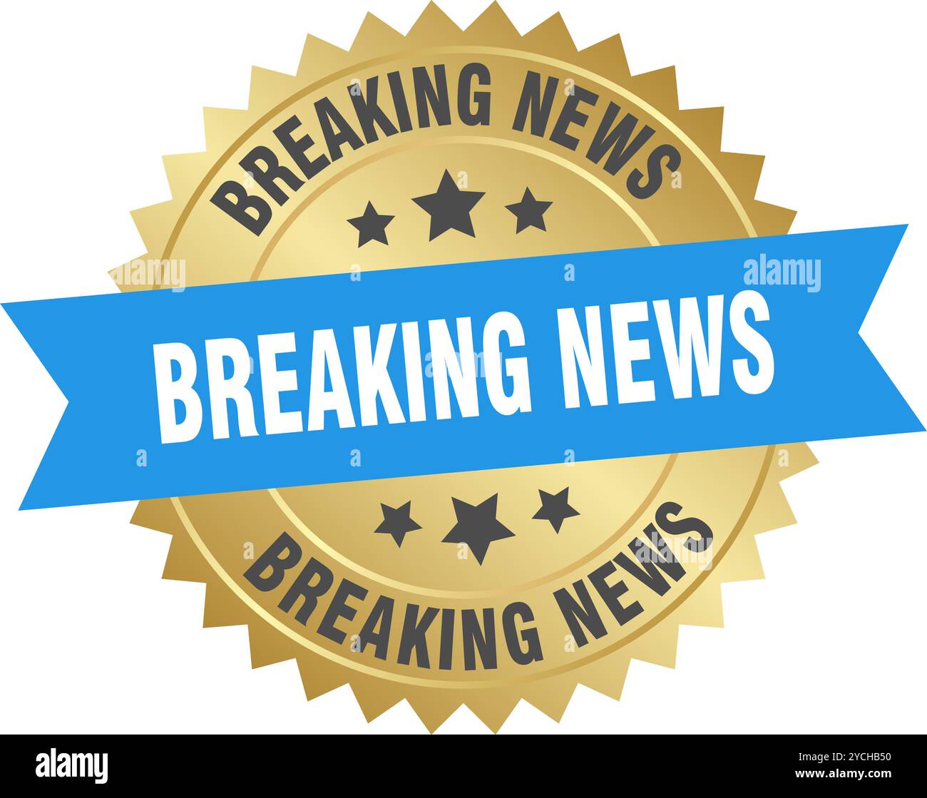 breaking news round blue and gold label isolated on transparent ...