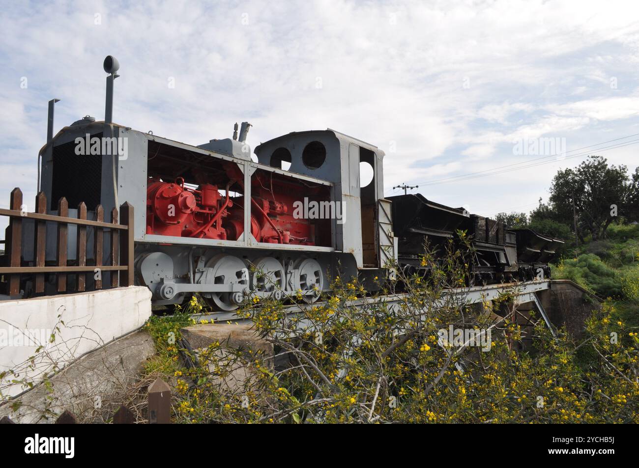 The Kalavasos Old Copper Mine Train on Bridge Stock Photo - Alamy