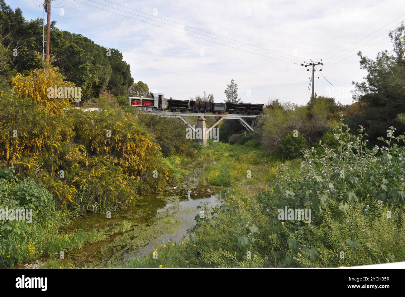 The Kalavasos Old Copper Mine Train on Bridge Stock Photo - Alamy