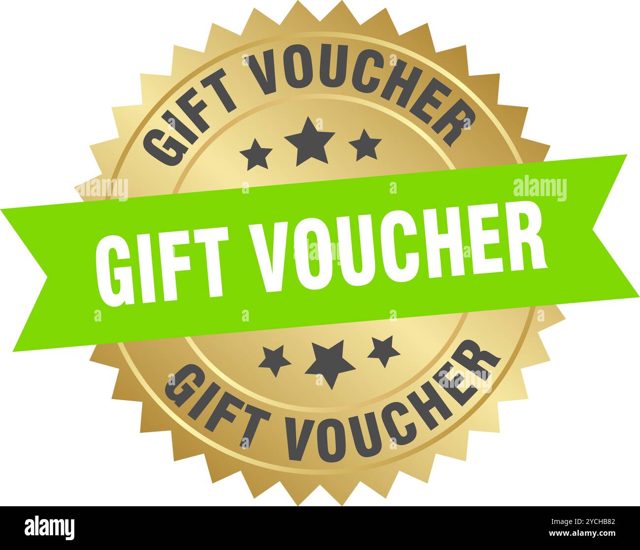 gift voucher round green and gold label isolated on transparent ...