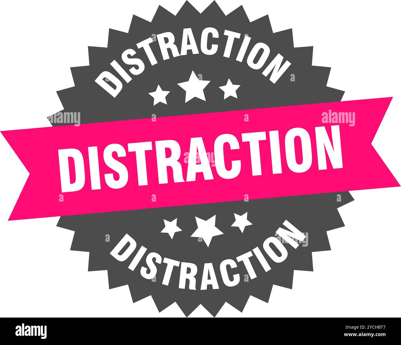 distraction round pink label isolated on transparent background ...