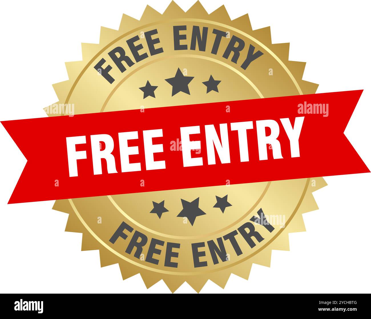 free entry round red and gold label isolated on transparent background. free entry Stock Vector ...