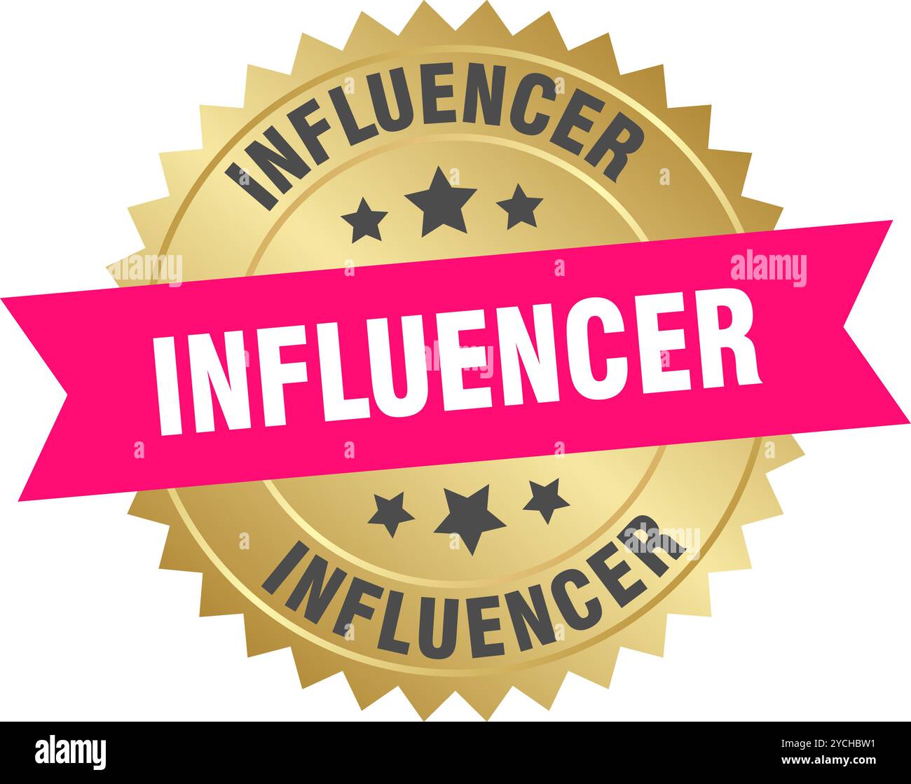 influencer round pink and gold label isolated on transparent background ...