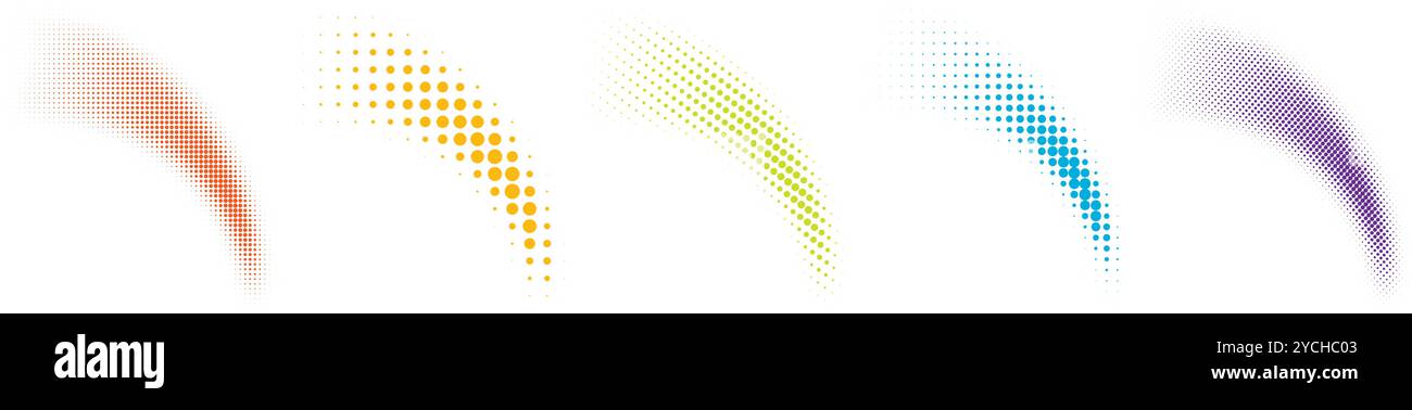 curved lines of dots in different colors on a white background. Vector ...