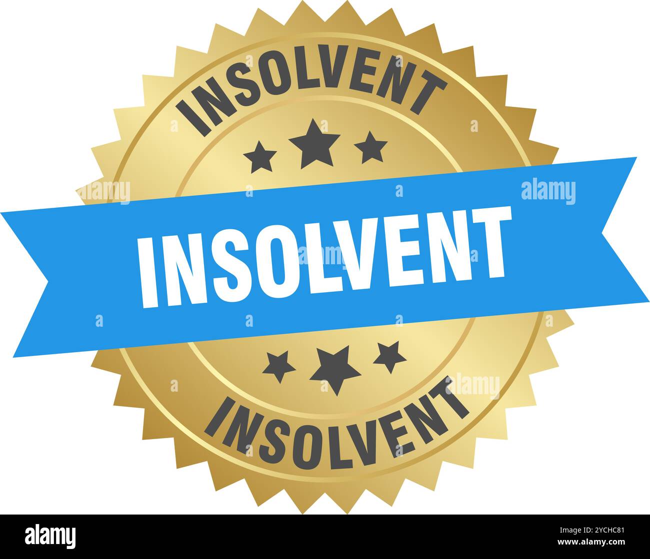 insolvent round blue and gold label isolated on transparent background ...