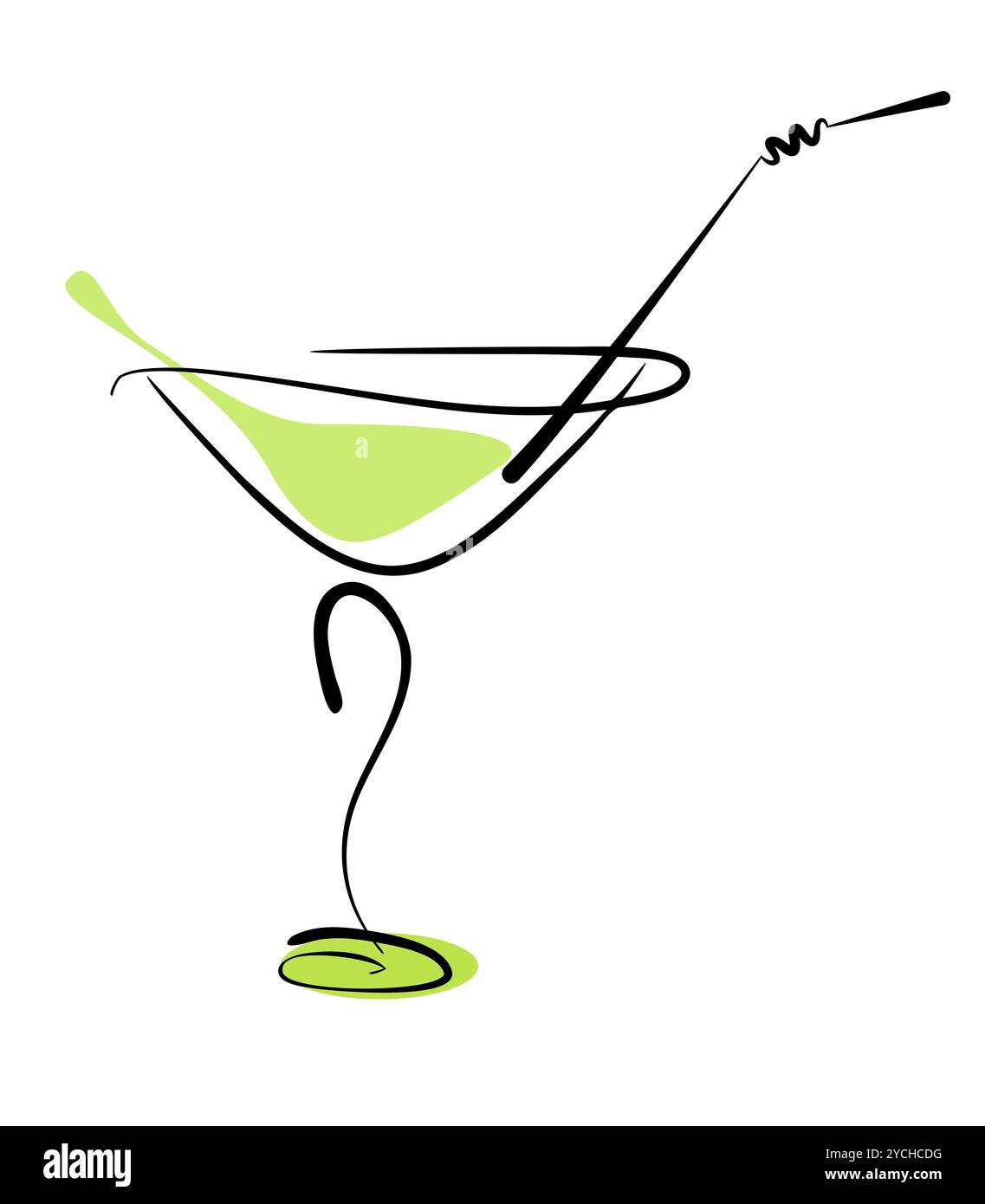 Alcohol cocktail in glass with straw on white. Vector eps10 ...