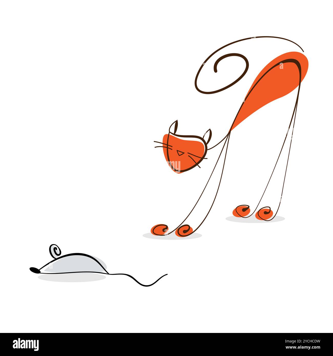 Red cat catches a mouse. Illustration Stock Photo - Alamy