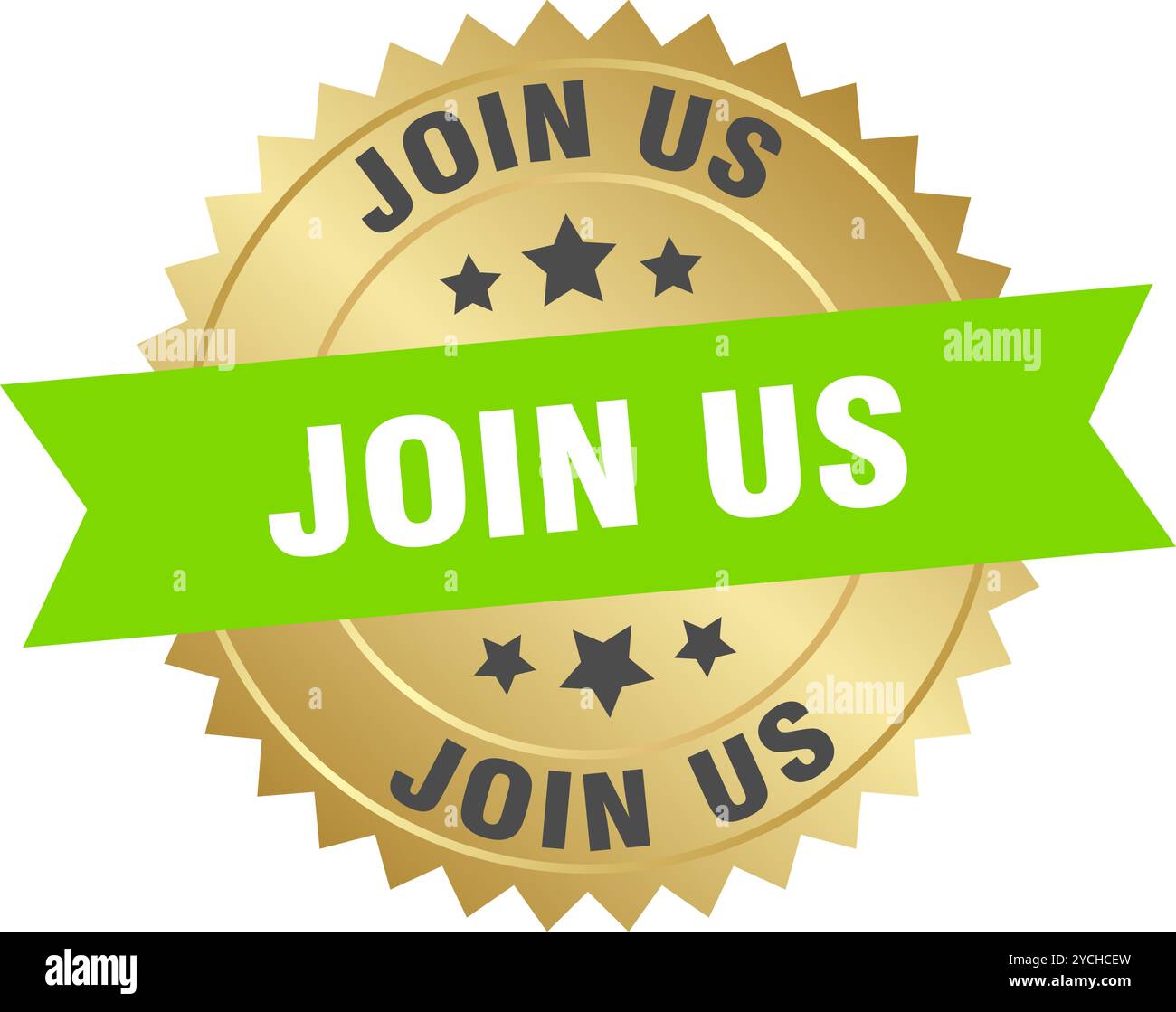 join us round green and gold label isolated on transparent background ...