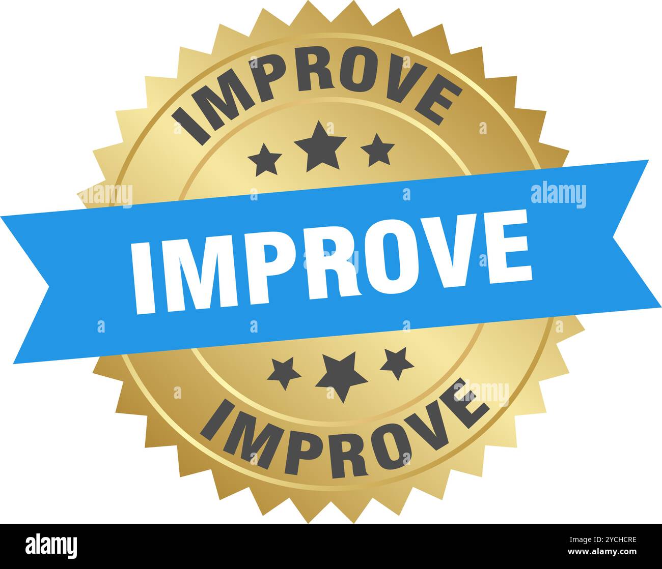 improve round blue and gold label isolated on transparent background ...