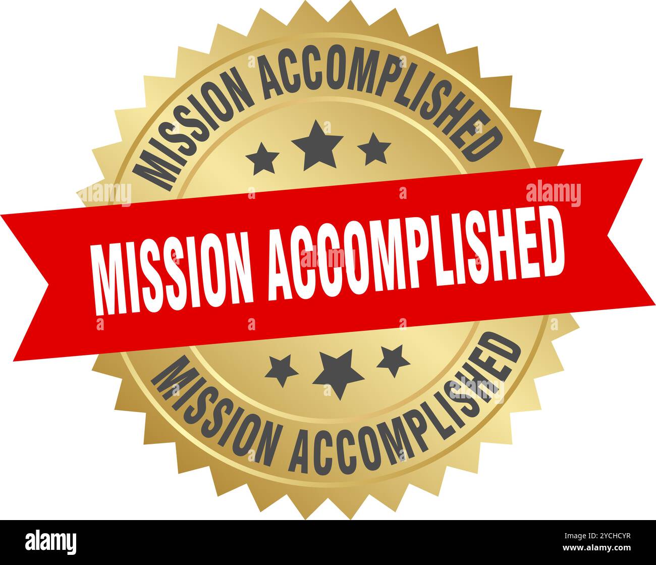 mission accomplished round red and gold label isolated on transparent ...