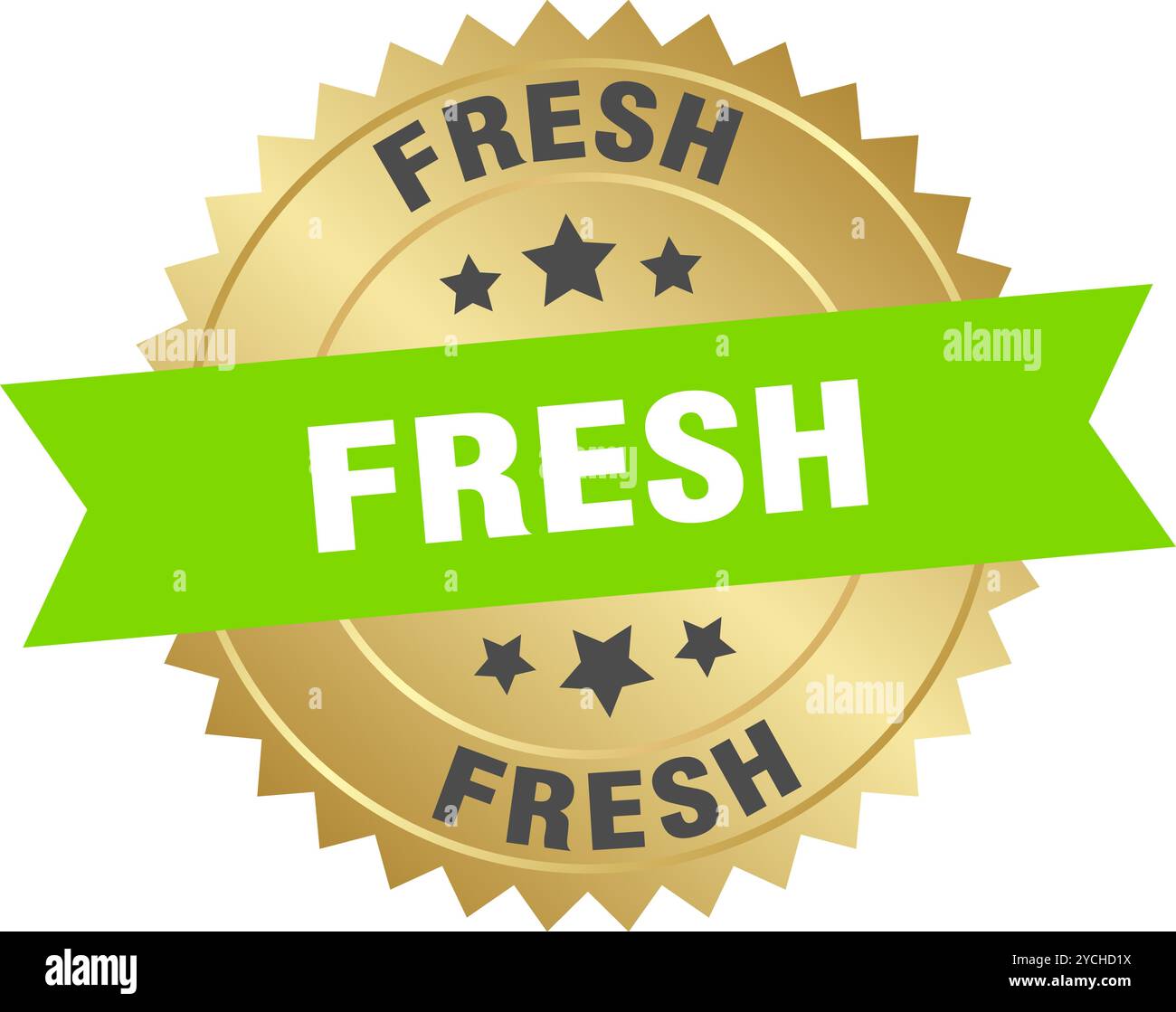 fresh round green and gold label isolated on transparent background ...