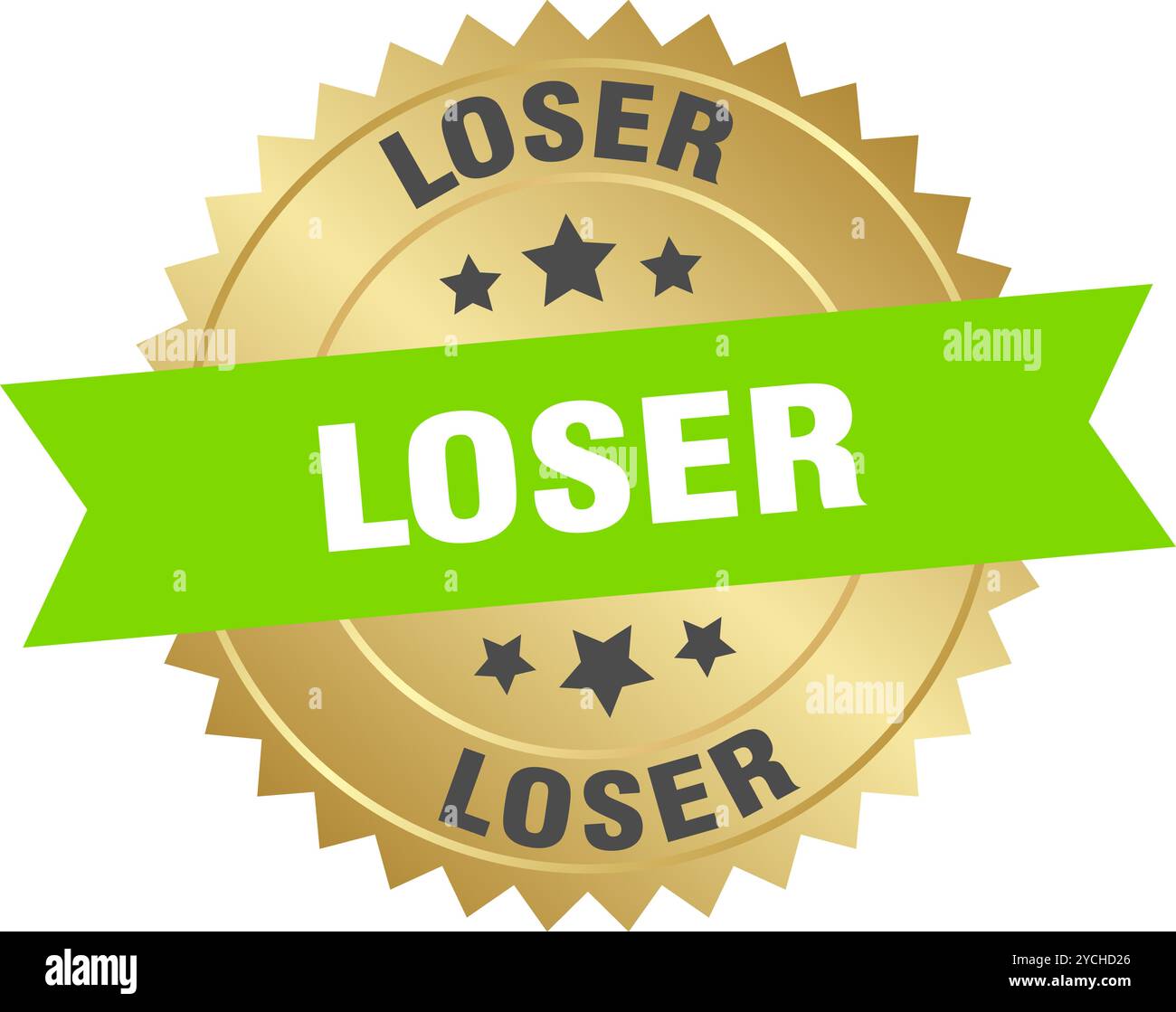 loser round green and gold label isolated on transparent background ...
