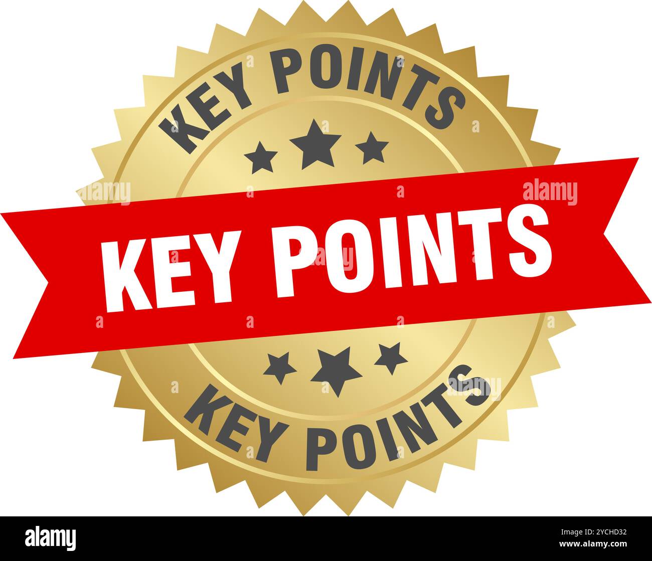 key points round red and gold label isolated on transparent background ...