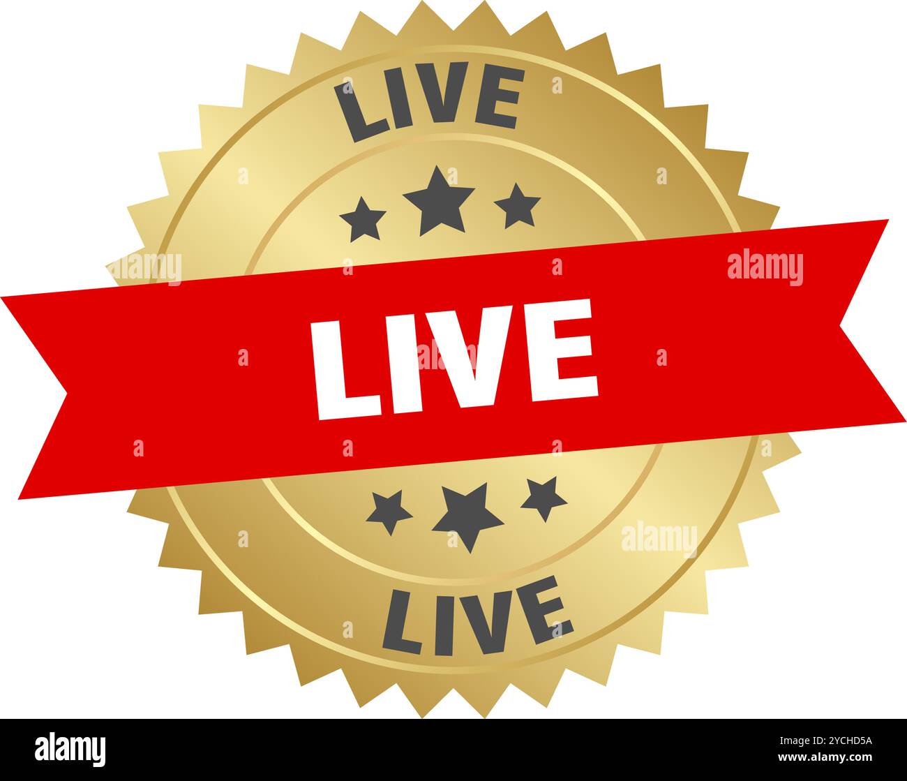 live round red and gold label isolated on transparent background. live ...