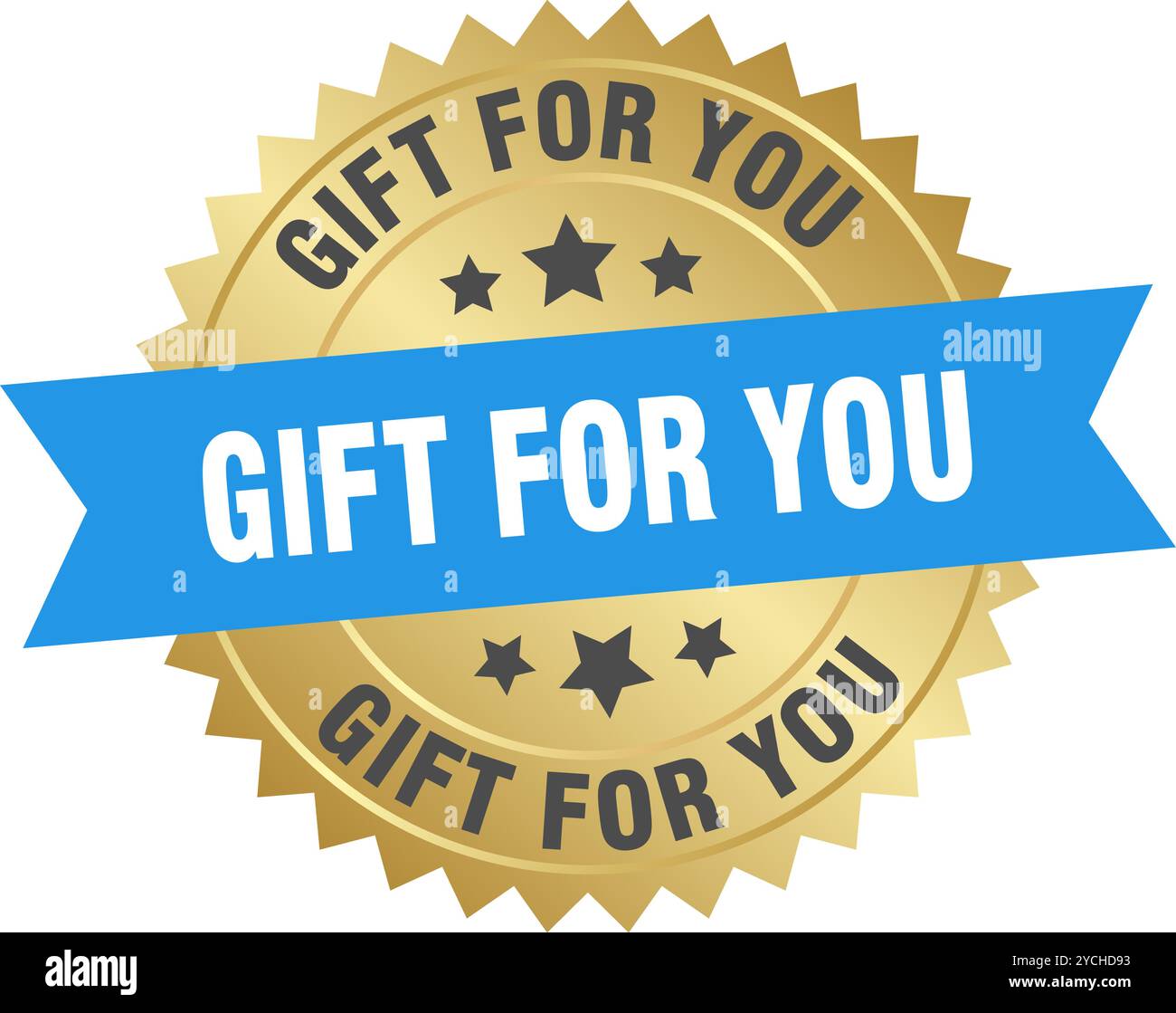 gift for you round blue and gold label isolated on transparent ...