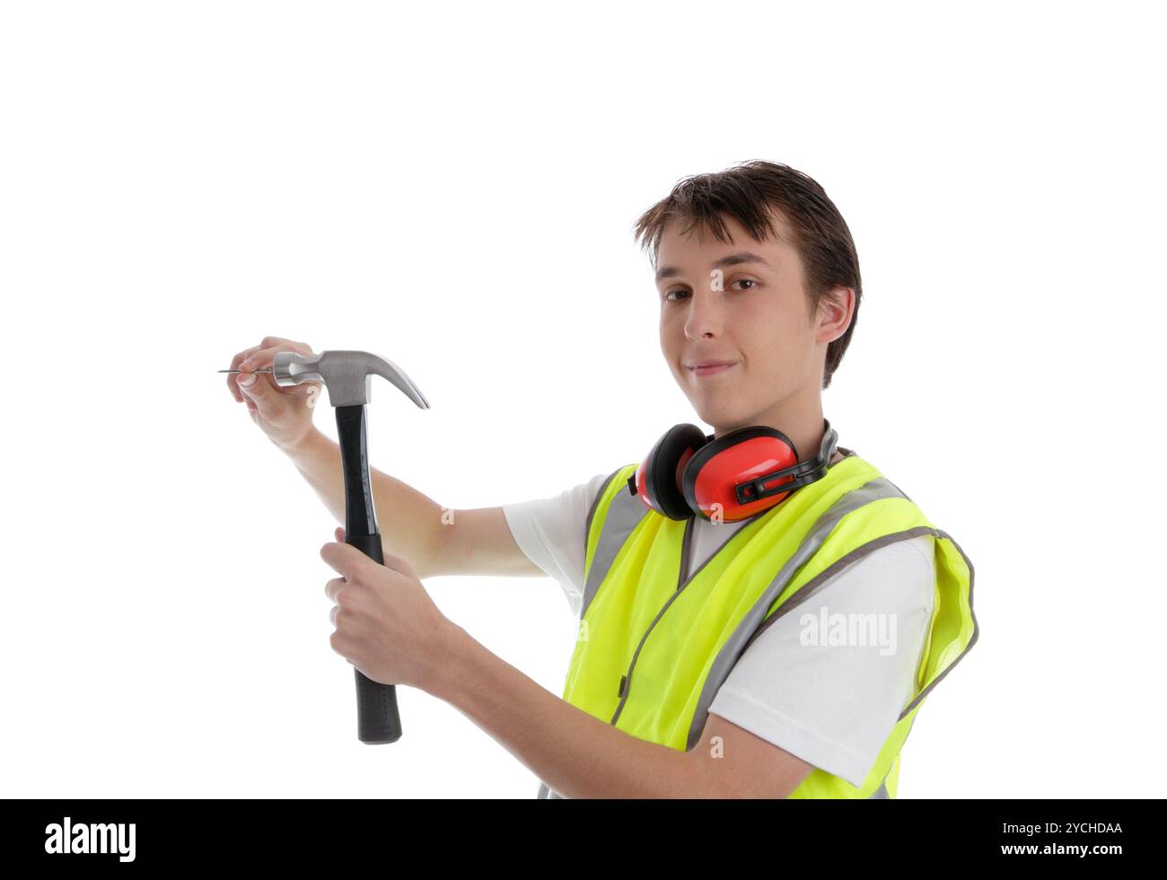 Builder using hammer hi-res stock photography and images - Alamy