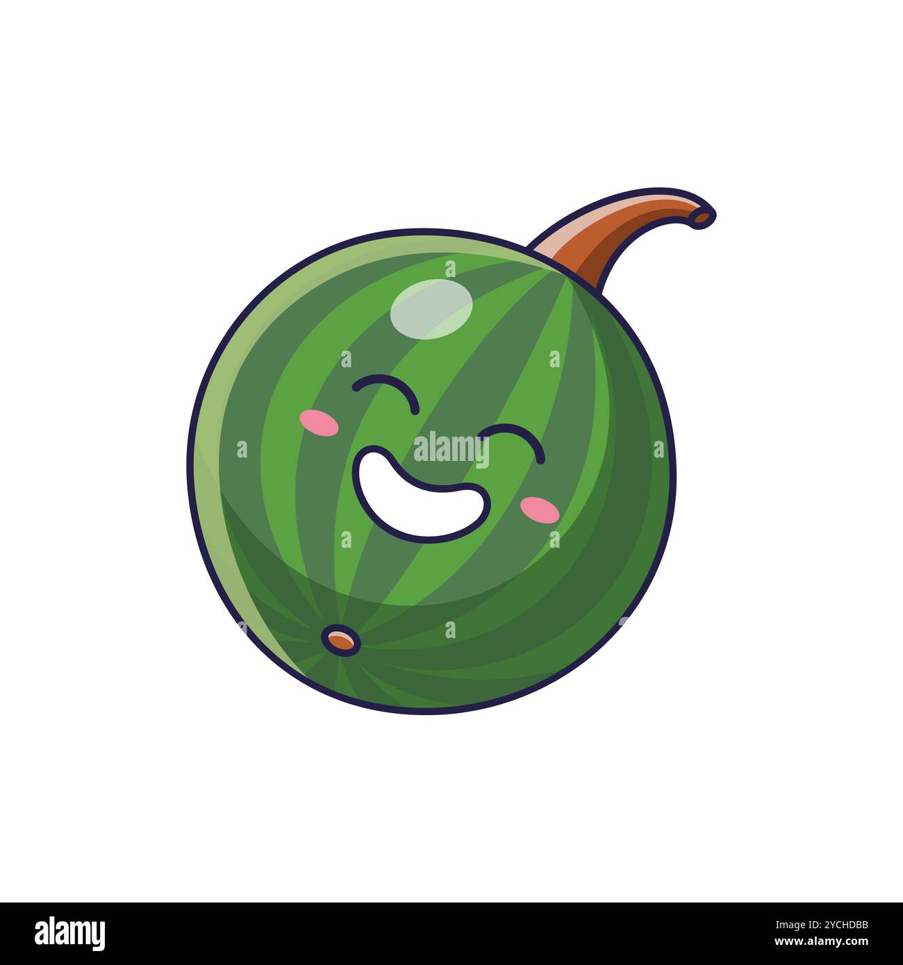Cute Kawaii Watermelon character. Vector hand drawn cartoon icon ...