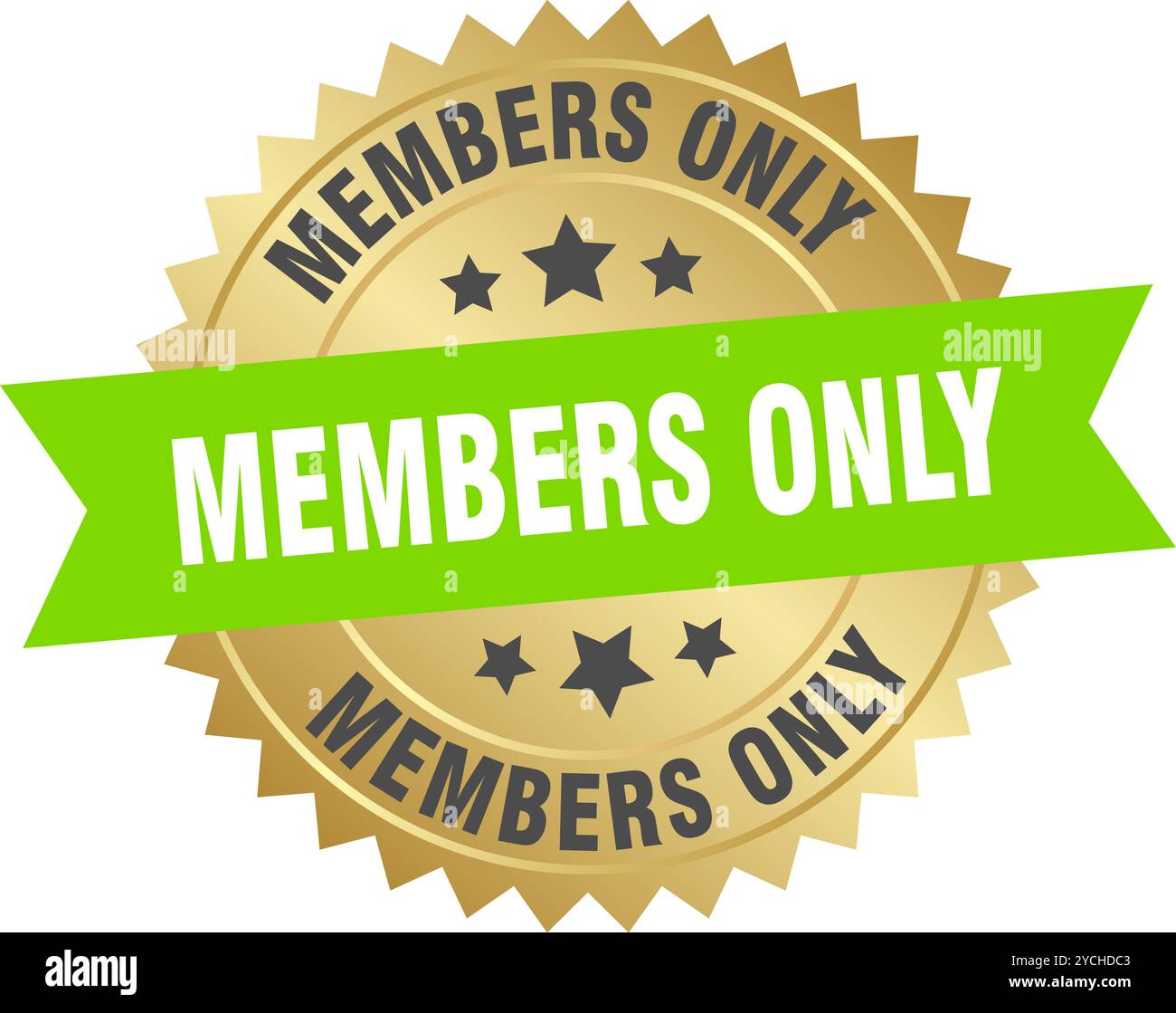 members only round green and gold label isolated on transparent ...