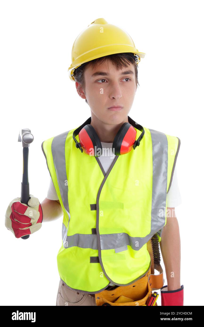Apprentice builder construction worker Stock Photo - Alamy