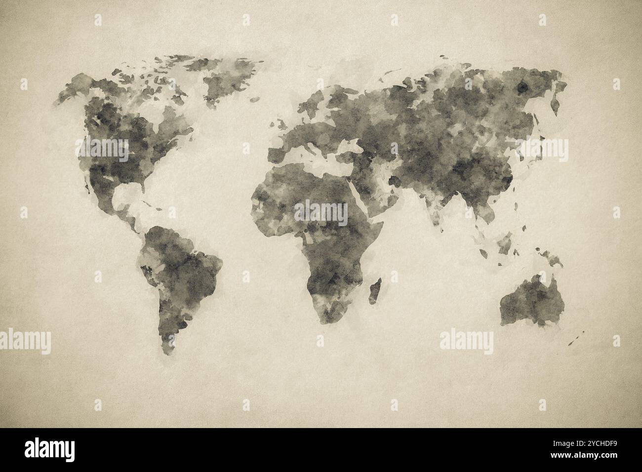 Vintage watercolour world map hi-res stock photography and images - Alamy