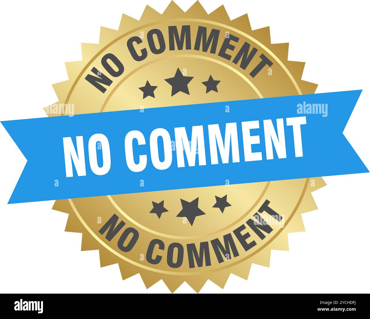 no comment round blue and gold label isolated on transparent background ...