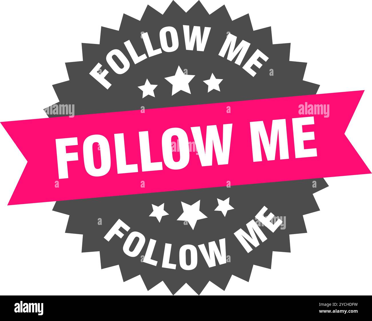 follow me round pink label isolated on transparent background. follow ...
