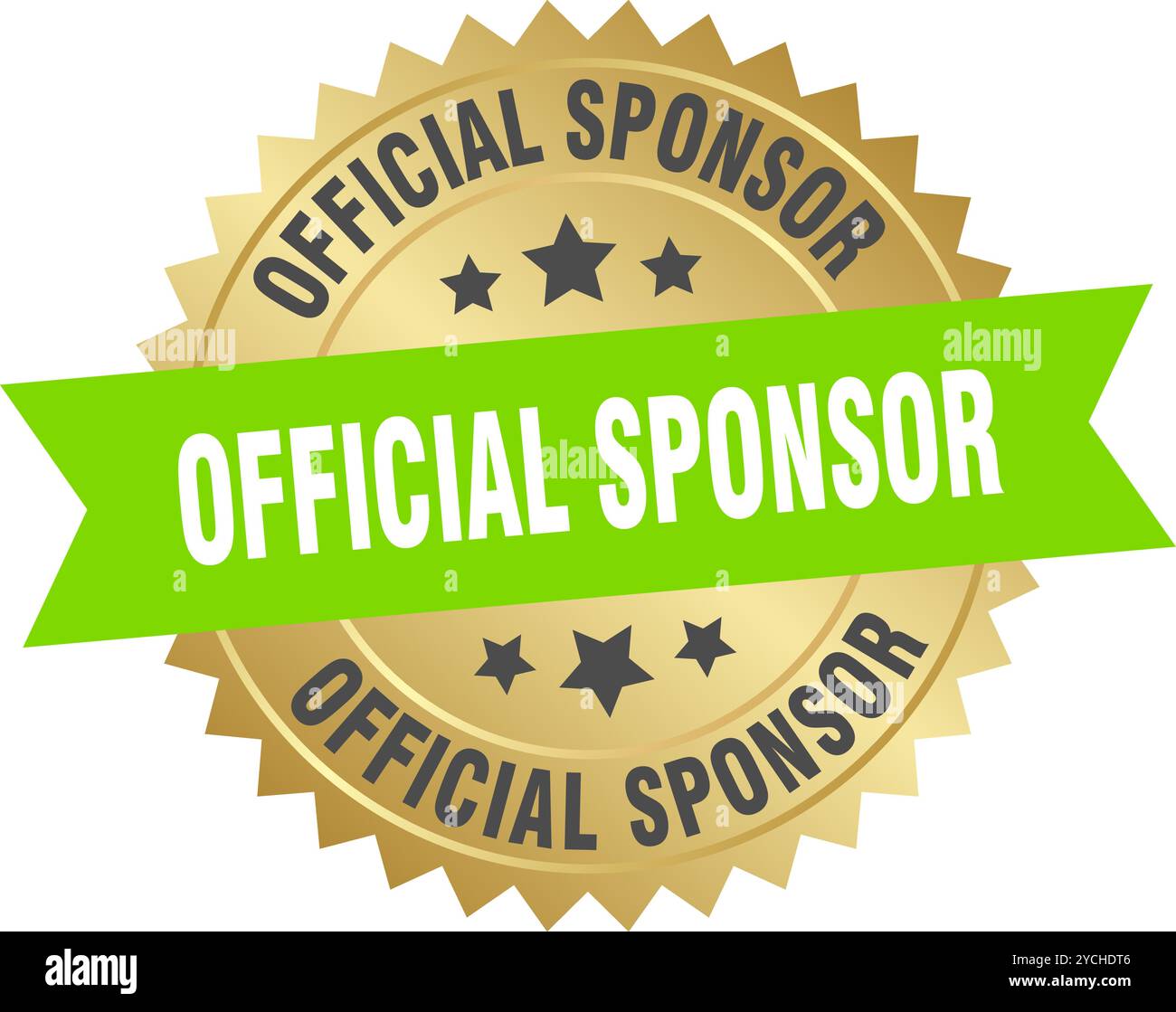 official sponsor round green and gold label isolated on transparent ...
