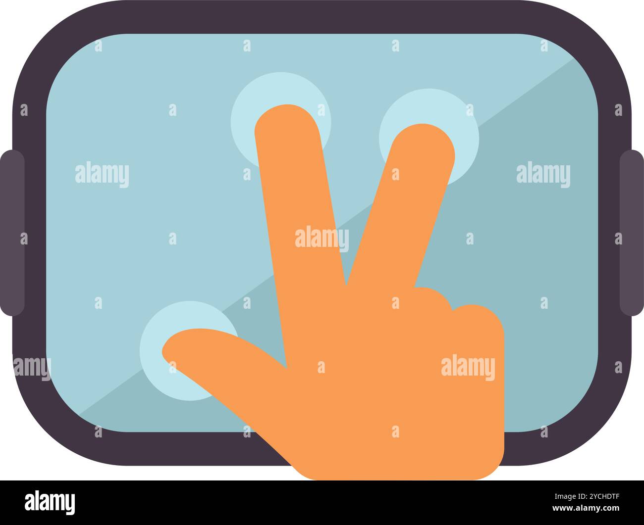 Cartoon style vector illustration of a hand interacting with a ...