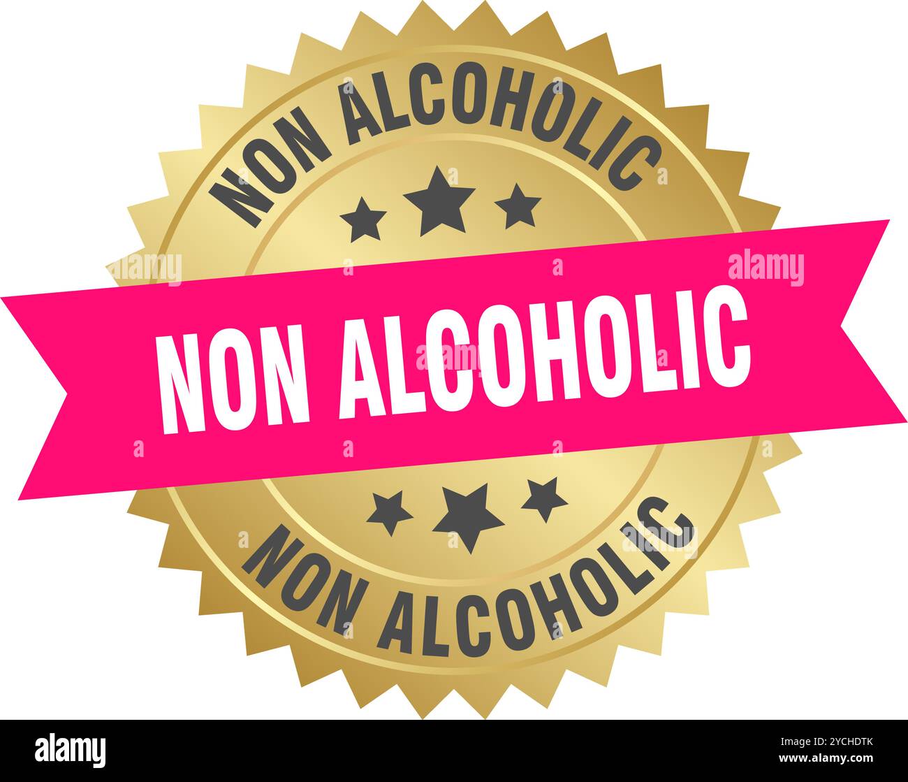 non alcoholic round pink and gold label isolated on transparent ...