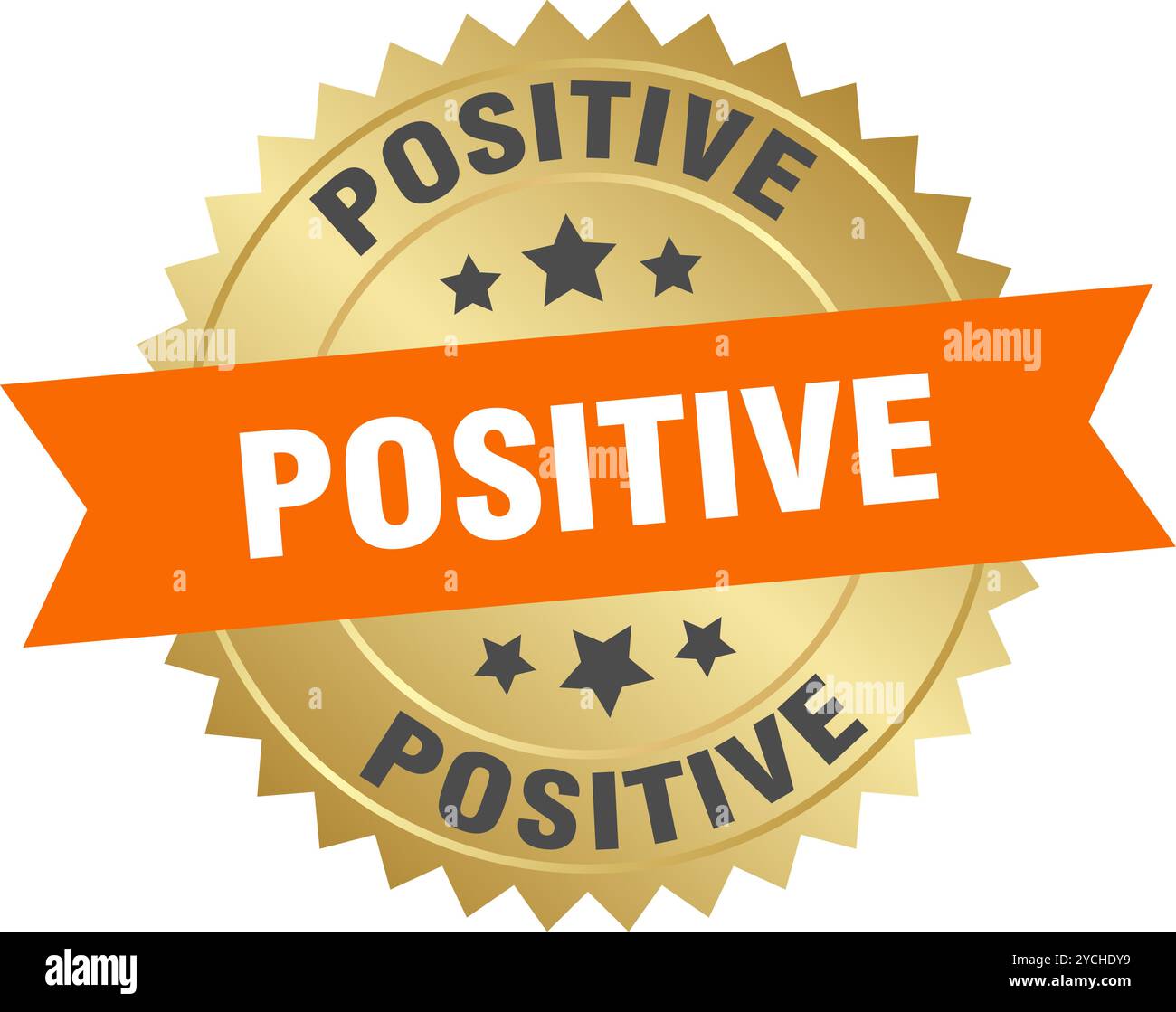 positive round orange and gold label isolated on transparent background ...