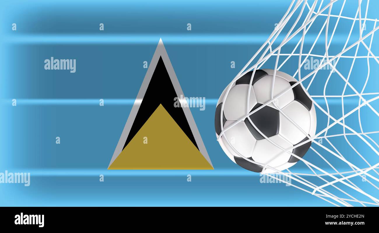 Soccer Football ball in Goal Net Isolated on Saint Lucia Shaded Flag ...
