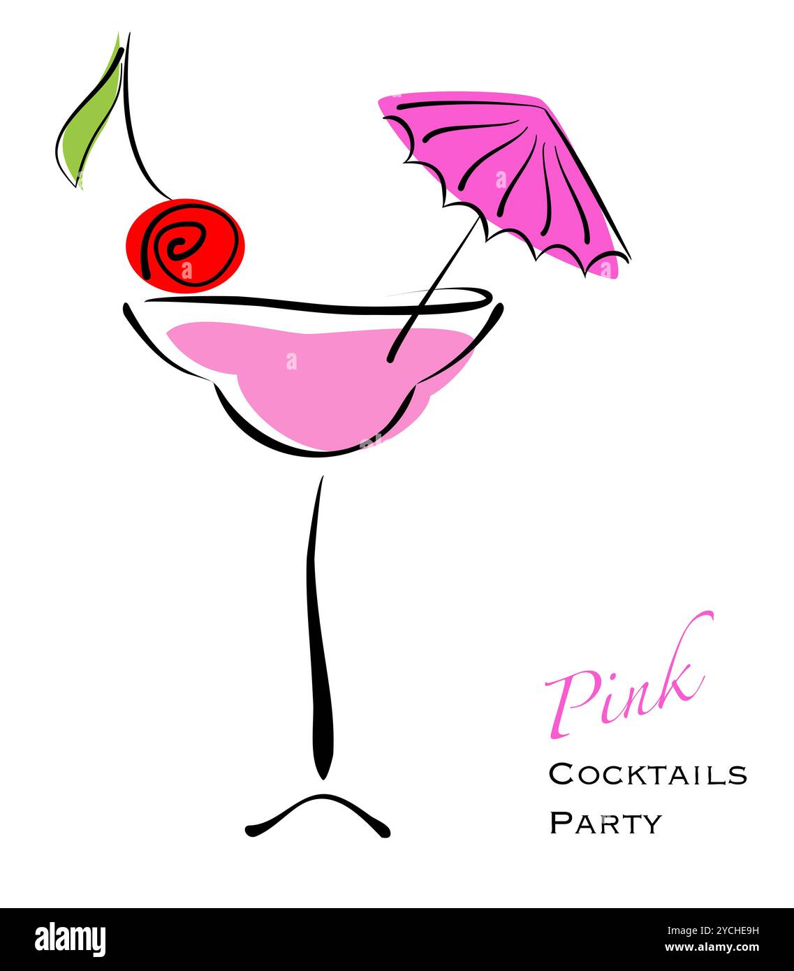 Pink cocktail party. Illustration Stock Photo - Alamy