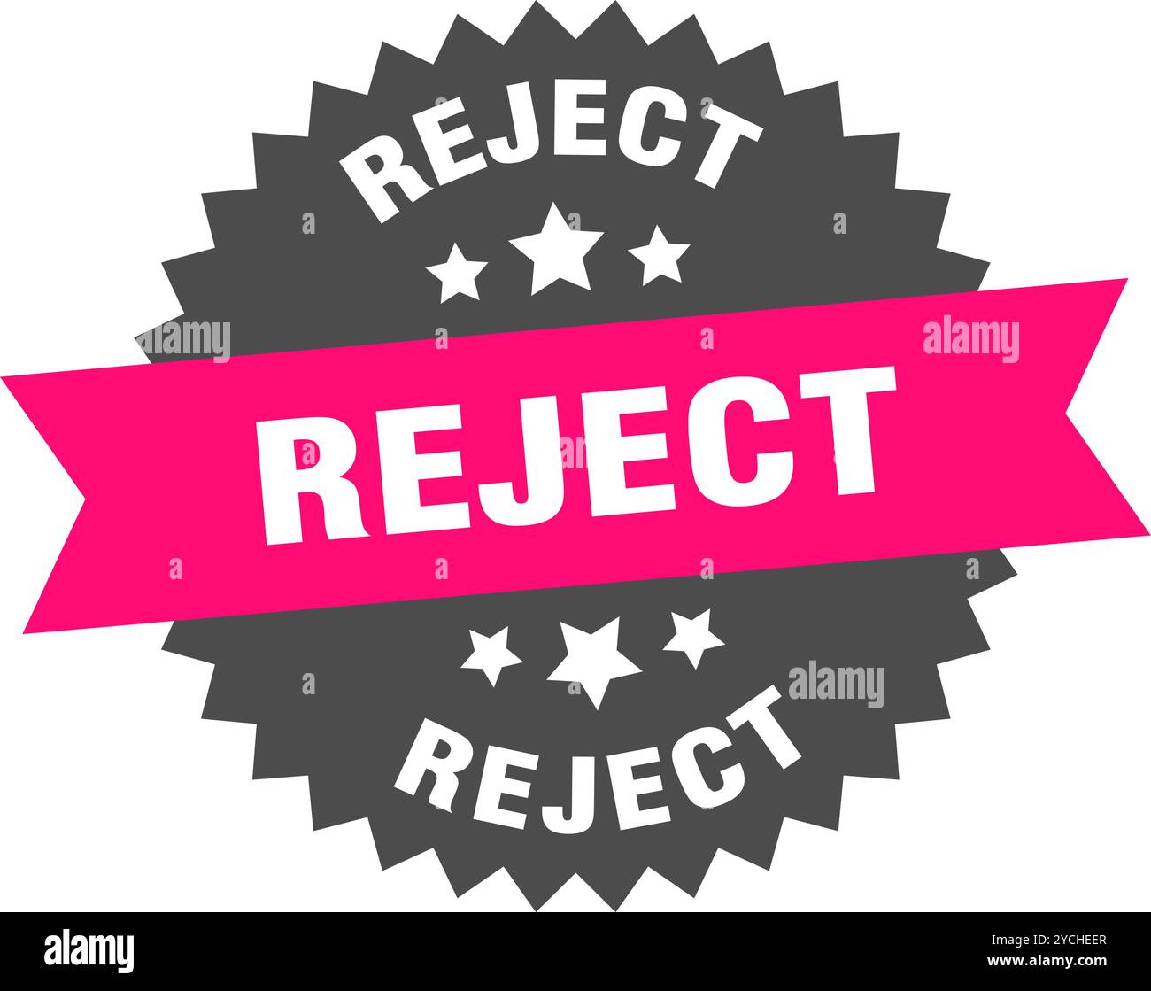 reject round pink label isolated on transparent background. reject ...