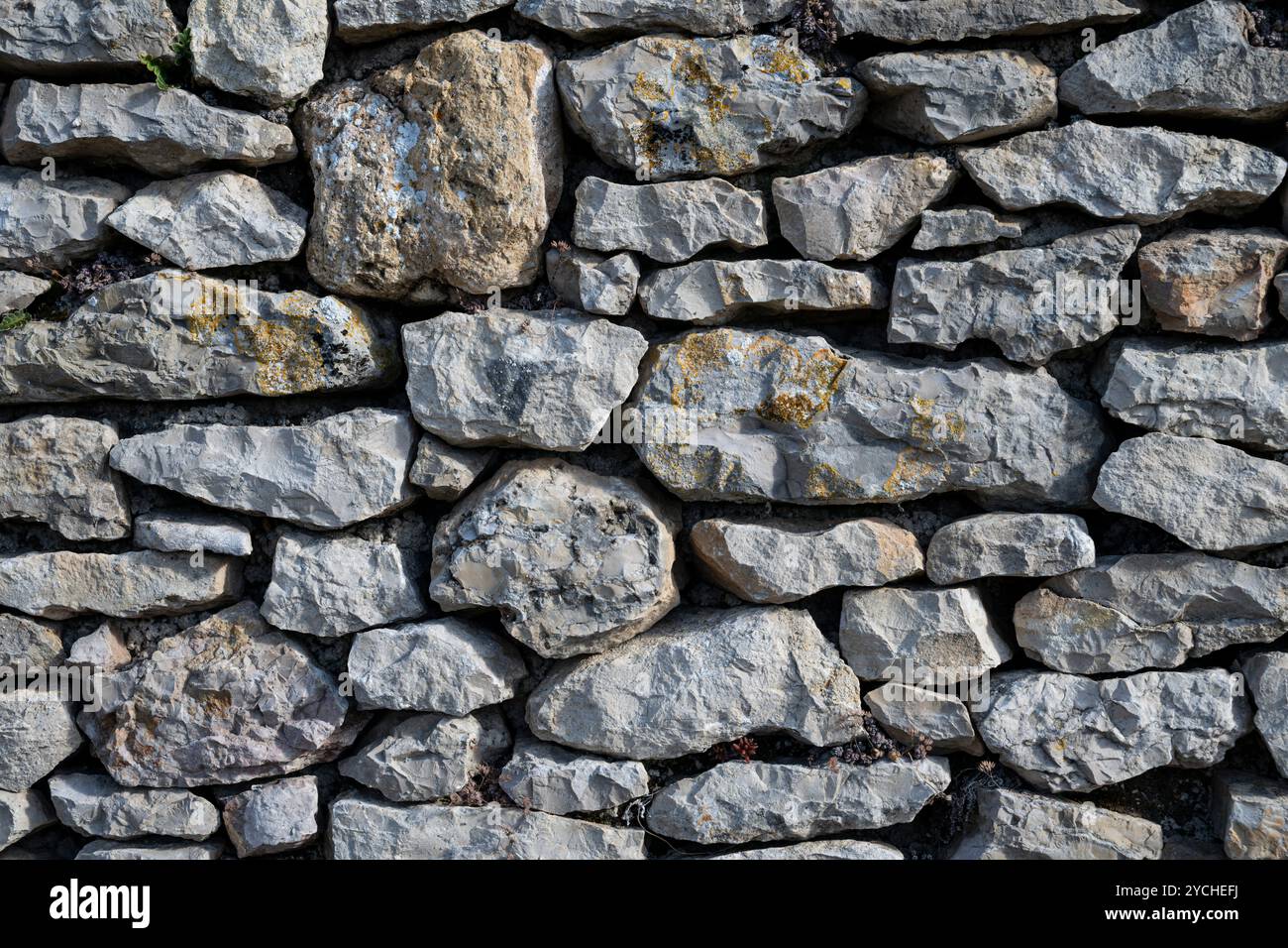 Limestone and flint wall seen at Rocamadour, Occitania, France Stock ...