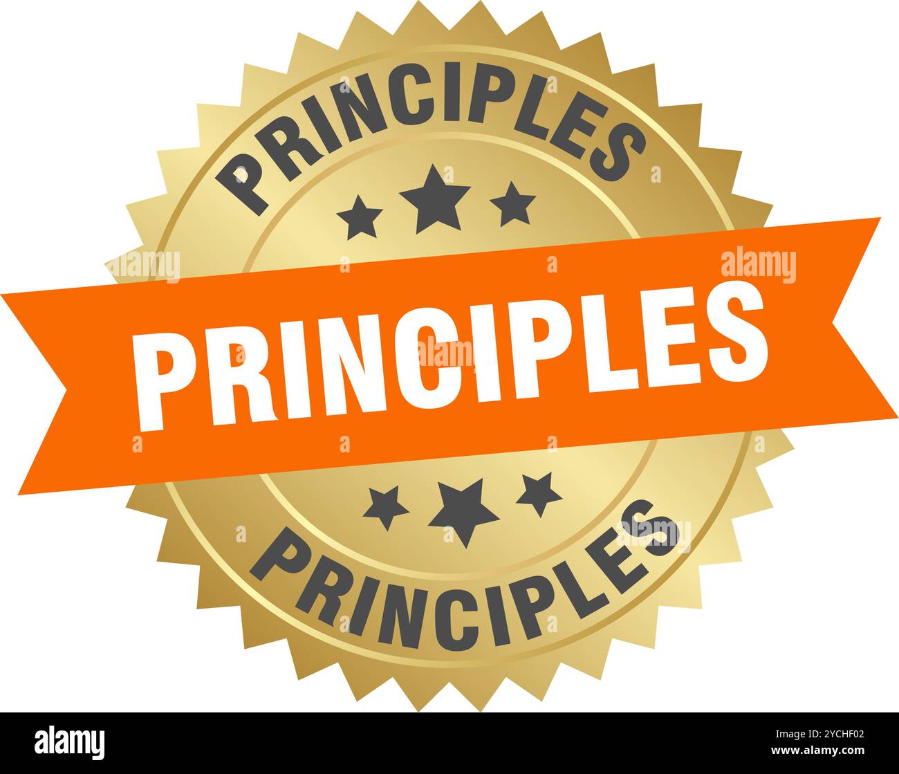 principles round orange and gold label isolated on transparent ...
