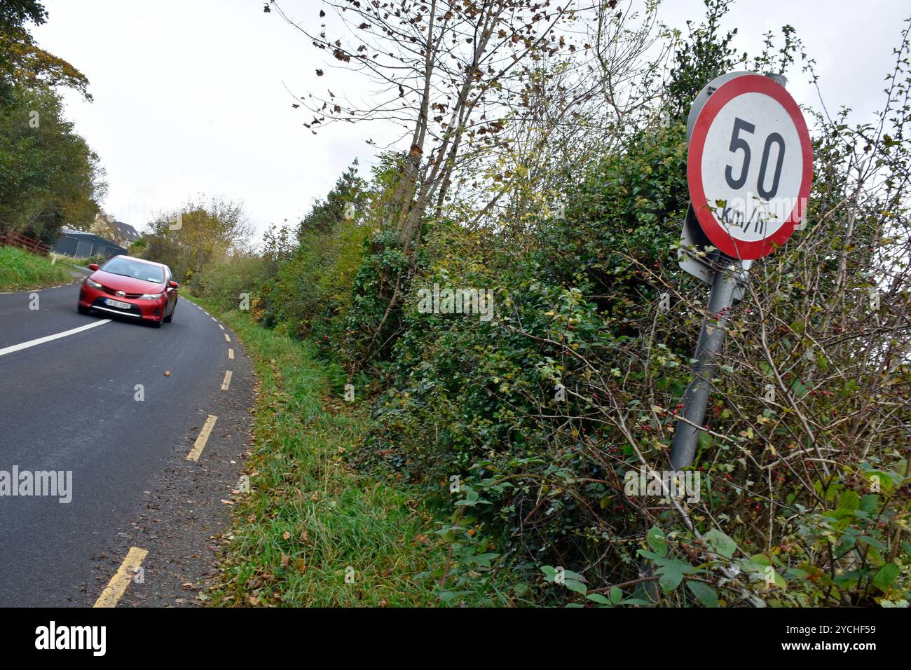 Rural road speed limit in County Donegal, Ireland Stock Photo - Alamy